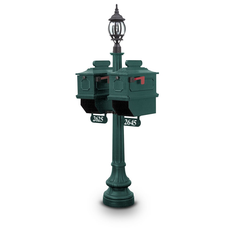 Illuminated Port Angeles 1812 Double Residential Mailboxes & Post