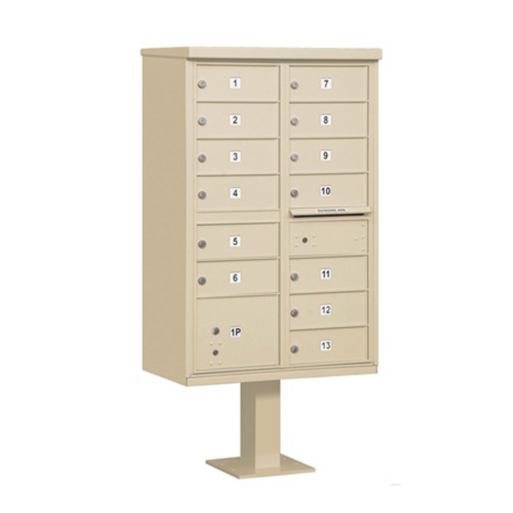13-Door F-Spec Cluster Box Unit with Pedestal, Sandstone