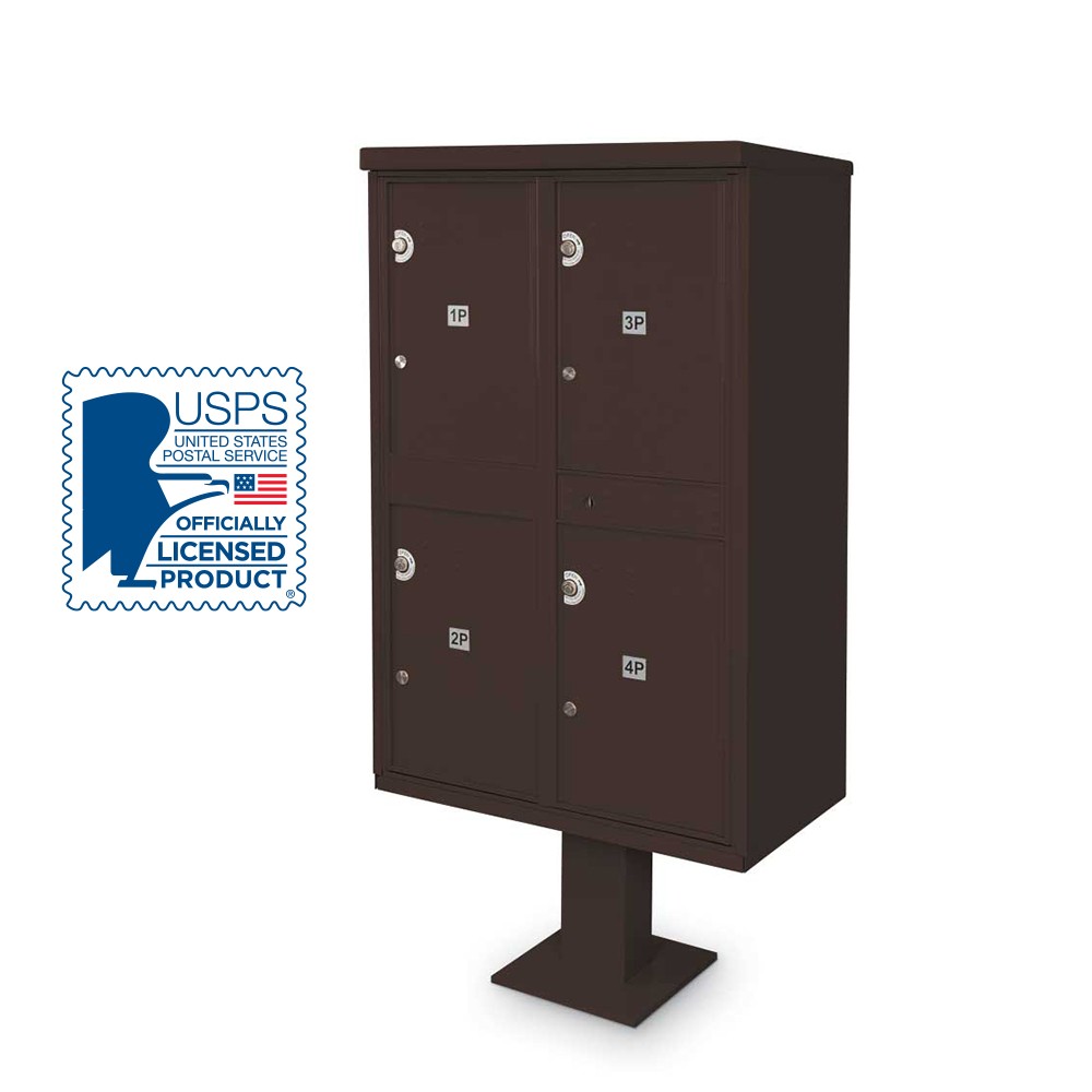 4 Parcel Locker F-spec Cluster Box Unit with Pedestal