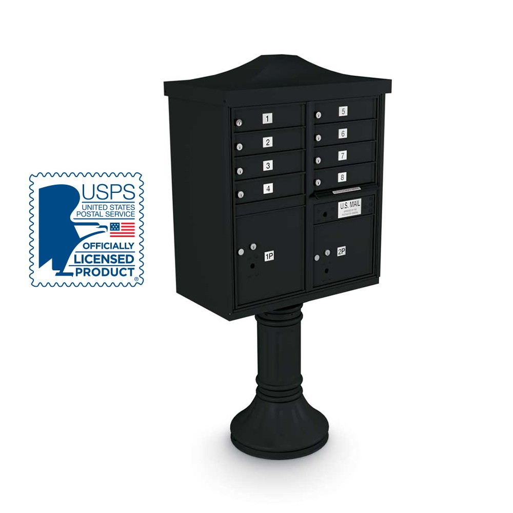 Decorative 8-Door CBU including Tall Pedestal, and Cap