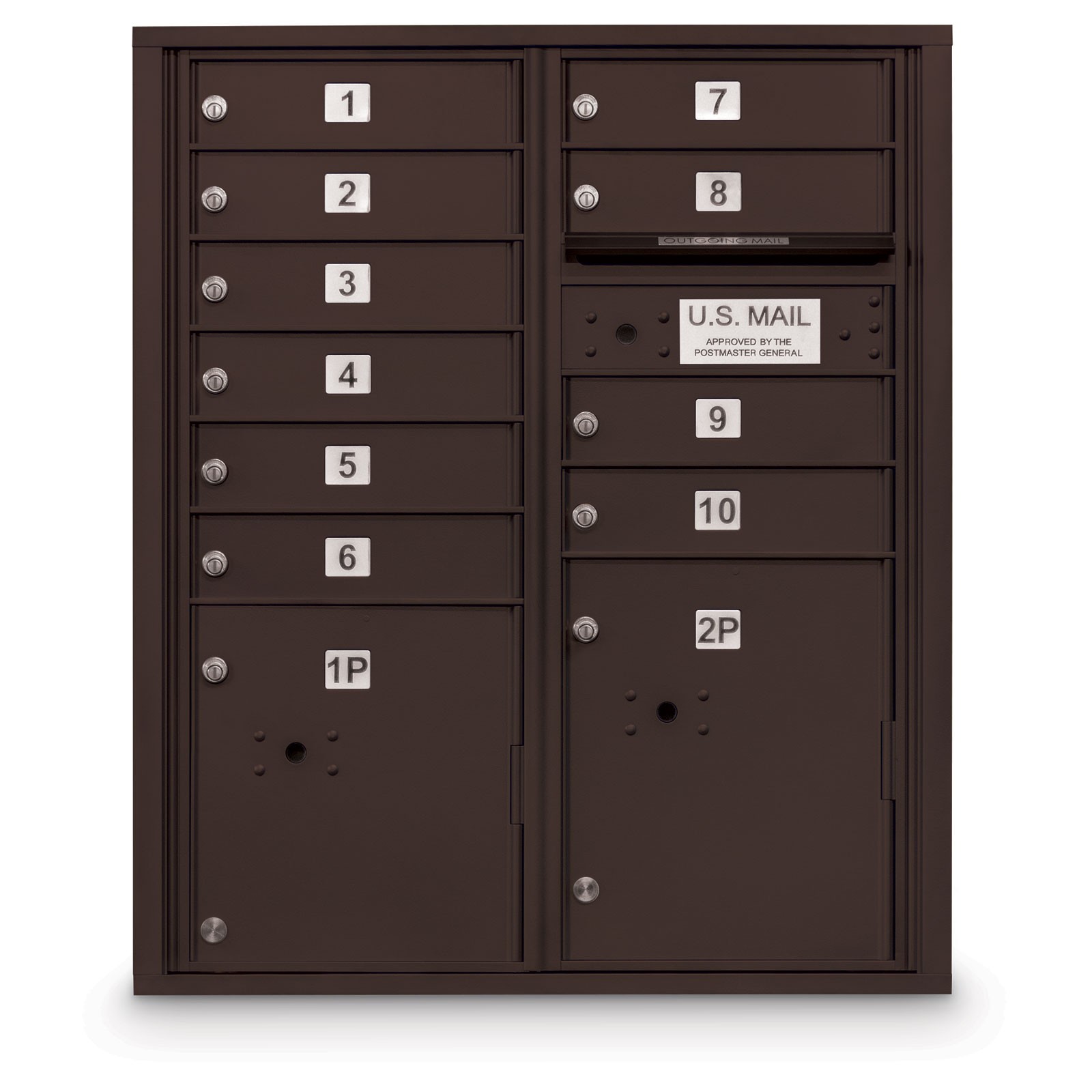 10 Door 4C Horizontal Mailbox - 2 Parcel Lockers - ADA Compliant