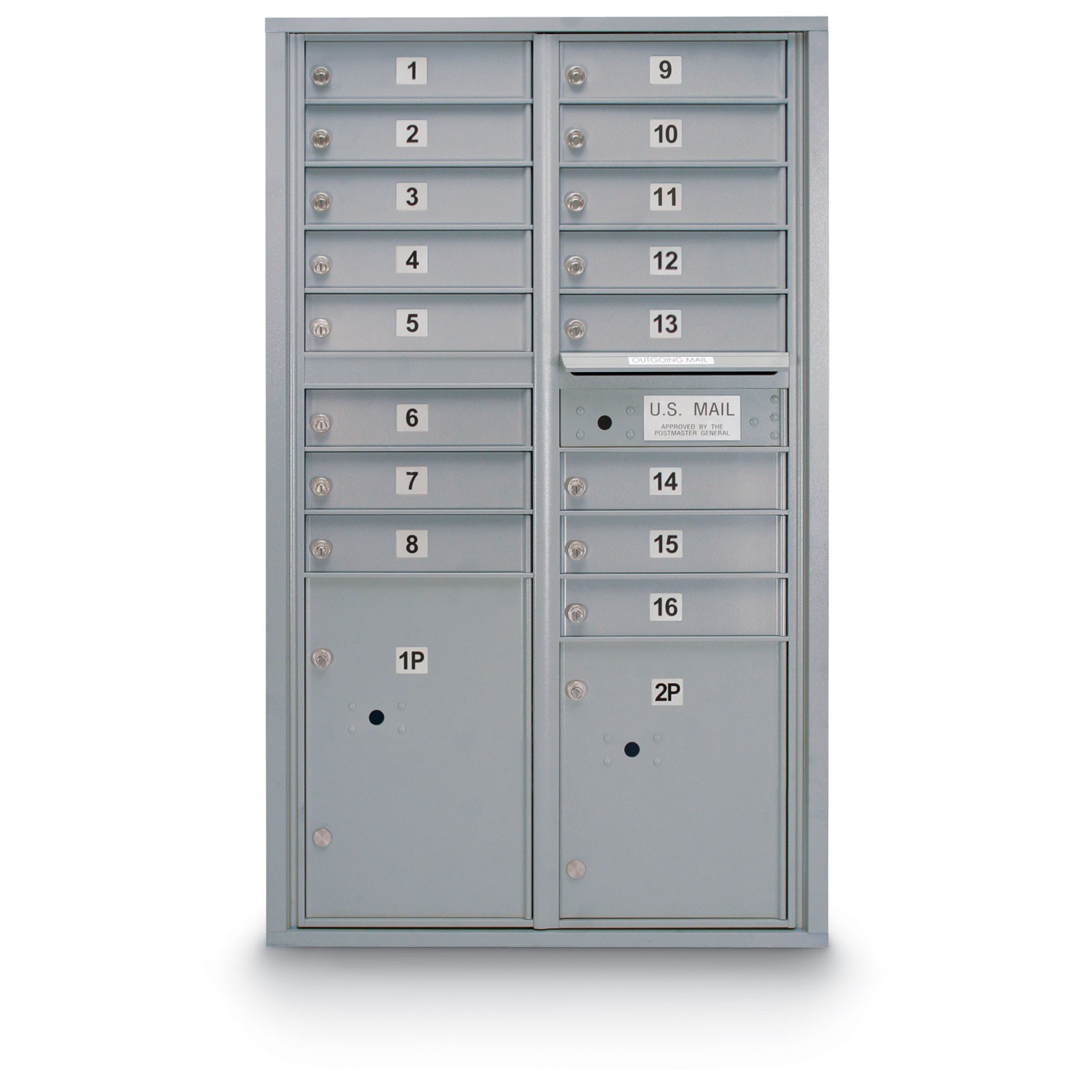 16 Door 4C Horizontal Mailbox - 2 Parcel Lockers